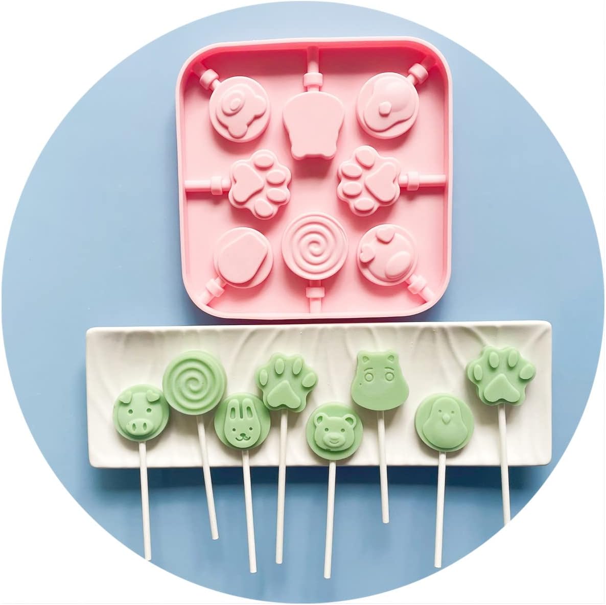 Amazon.com: Cute Animals Silicone Lollipop Mold Set Bear Hard Candy ...
