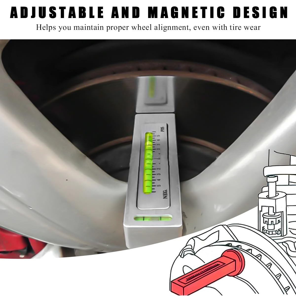 Snapklik.com : KVAEY Adjustable Magnetic Gauge Tool, Camber Caster ...