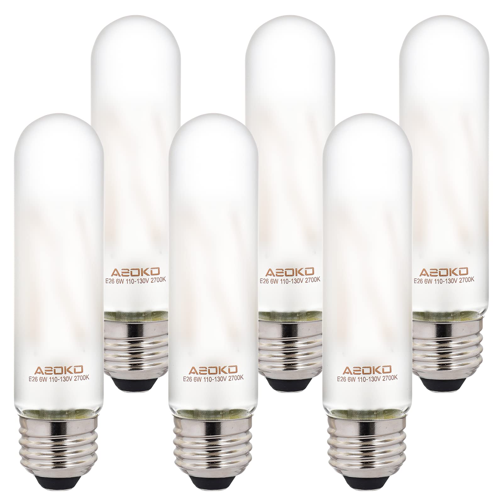 ASOKO T10 LED Frosted Bulbs Warm White 2700K LED Tubular Edison Light ...