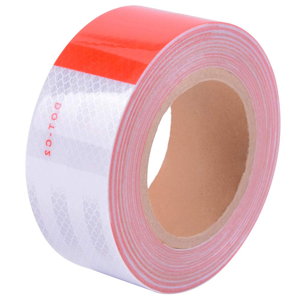 Qomovo DOT C2 Reflective Tape 2in X 75ft Red White Reflective Stickers qomovo-dot-c2-reflective-tape-2in-x-75ft-red-white-reflective-stickers