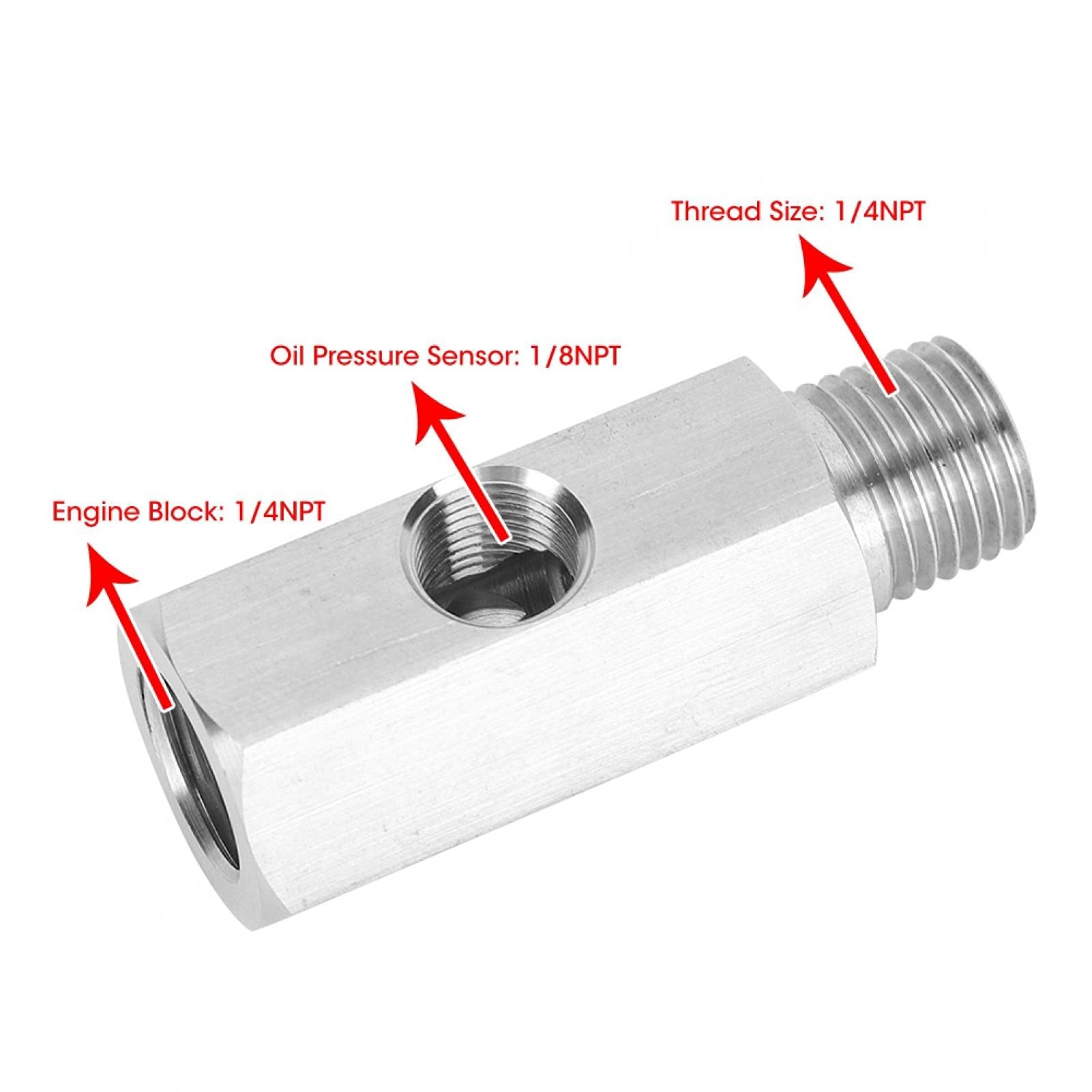 Snapklik.com : Oil Pressure Adapter, 1/4 NPT To 1/8 NPT Stainless Steel ...