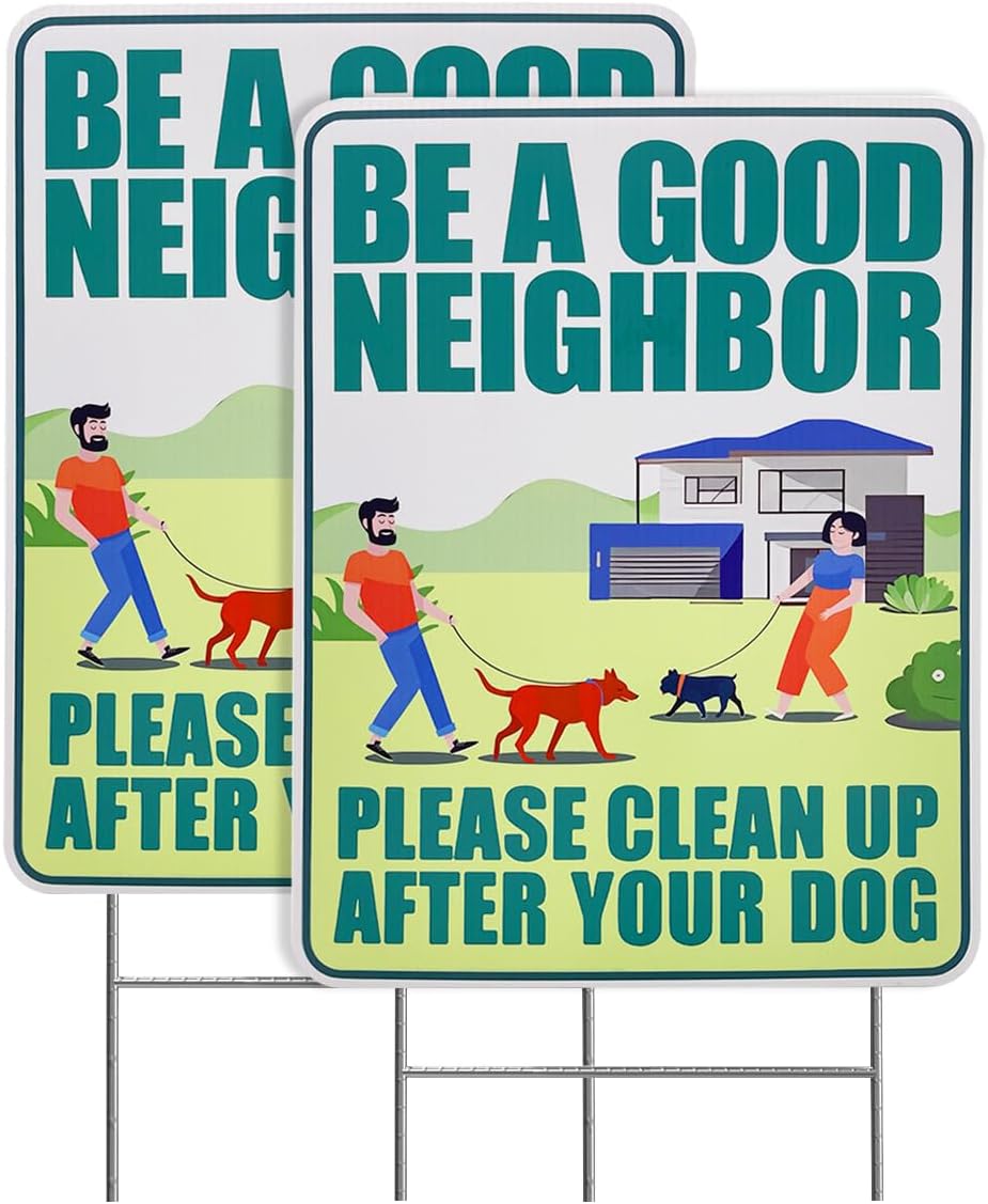 Amazon.com : Hozzwhoo Clean Up After Your Dog Signs with 2pcs Metal H ...