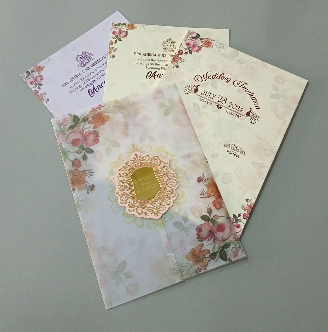 Buy JIMIT CARD Invitation Card With Floral Pattern Printed in Vellum ...