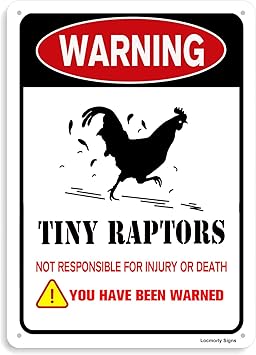 Amazon.com : Locmorly Warning Tiny Raptors Sign Aluminum Chicken Coop Signs, 8x12 Inch, Rooster ...