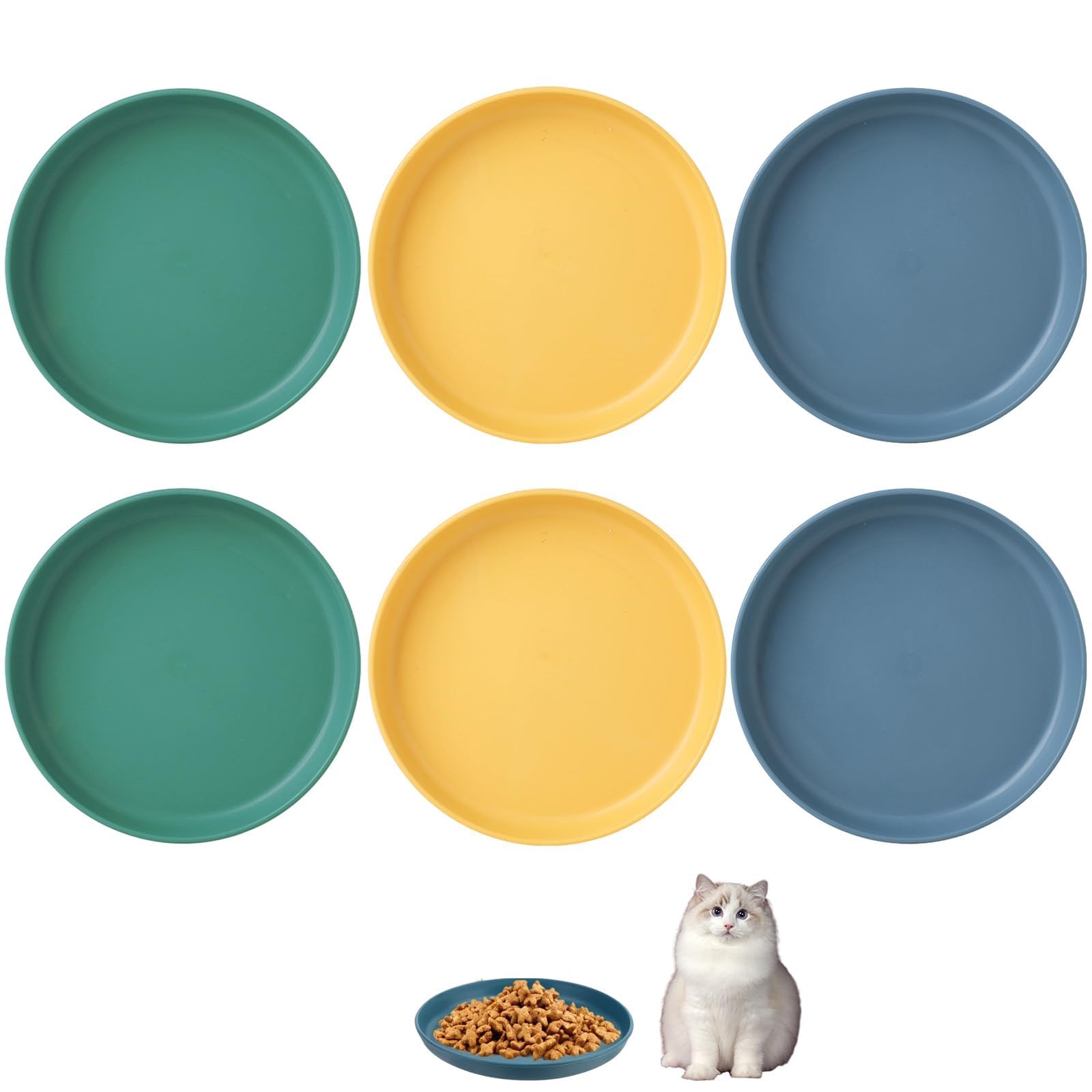 6 PCS Cat Bowls Cat Plate Cat Food Bowl Cat Food Dish Shallow Pet Bowls ...