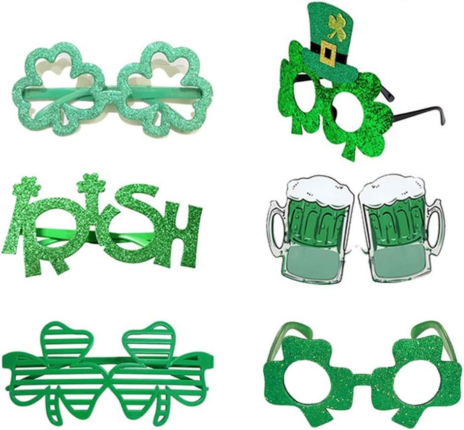 Amazon.com: 6 Pairs St.Patrick's Day Plastic Glasses Irish Shamrock ...