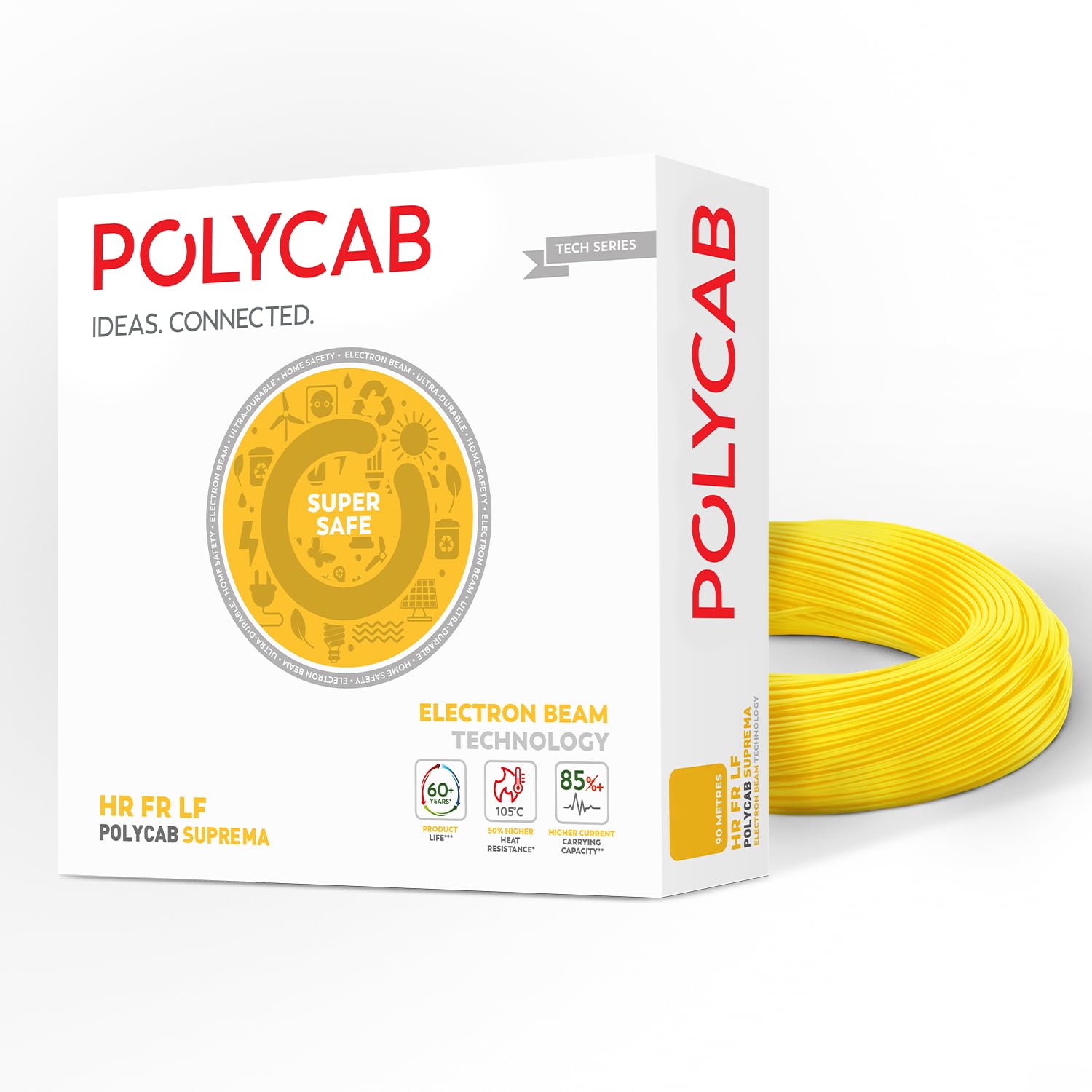 Polycab Suprema 1 sqmm Electron beam technology housewire|105C heat ...