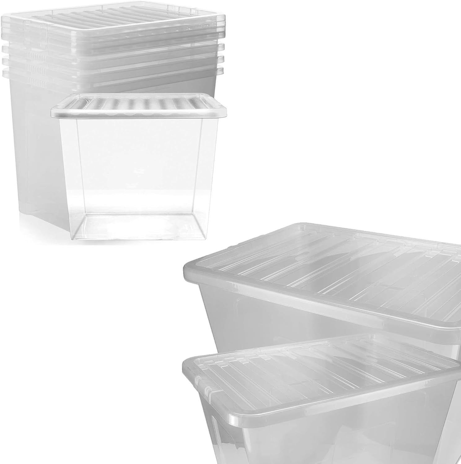 STAR SUPPLIES Pack Of 4 Large Heavy Duty 80 Litre Strong Stackable ...