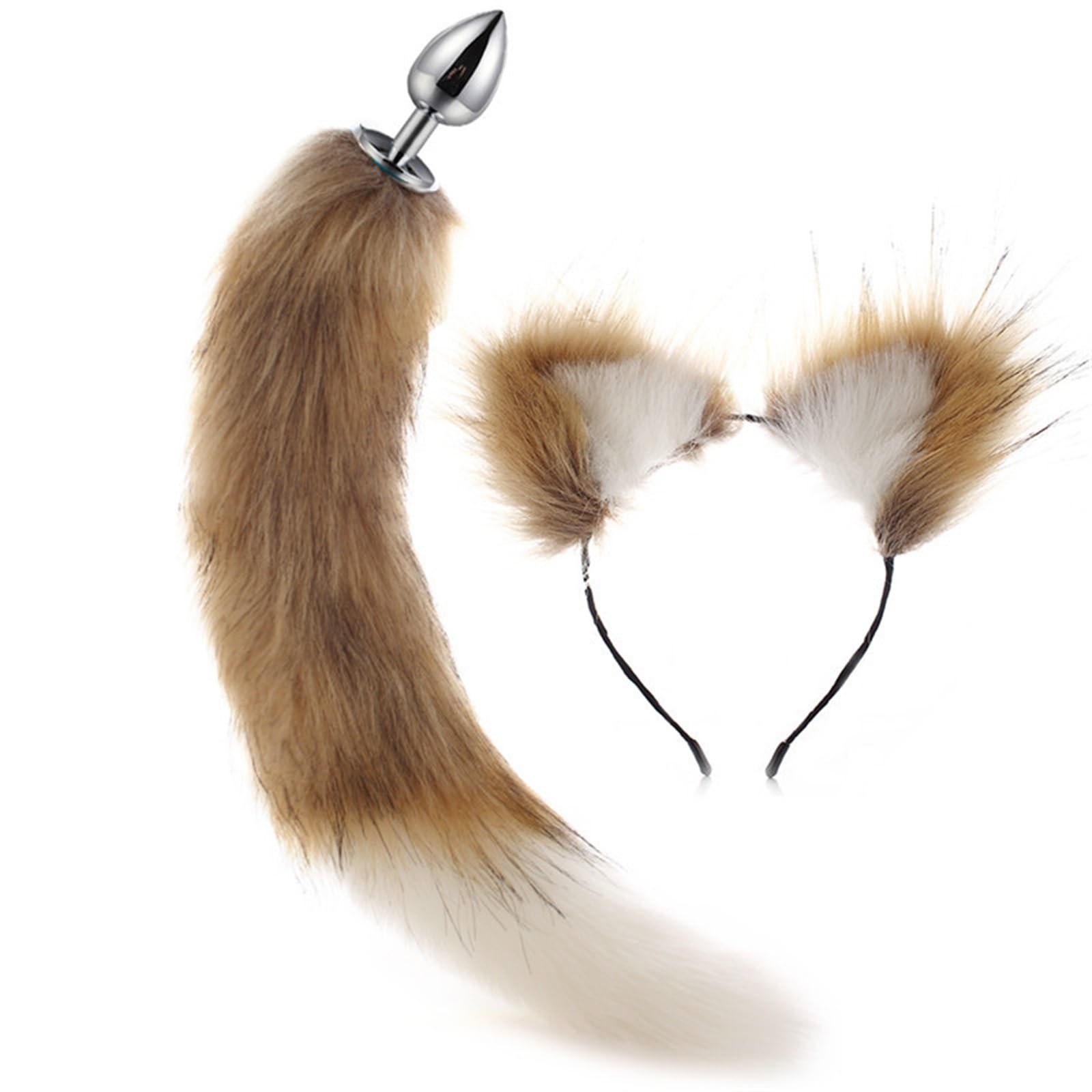 Colita de zorro śẹxūạl plug,Tapón Áņål de acero inoxidable,Bòndàġëd ...