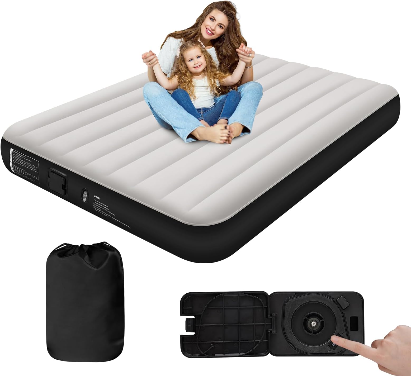 ZODAS Double Airbed with Built in Pump, Inflatable JUST One-click, Air ...