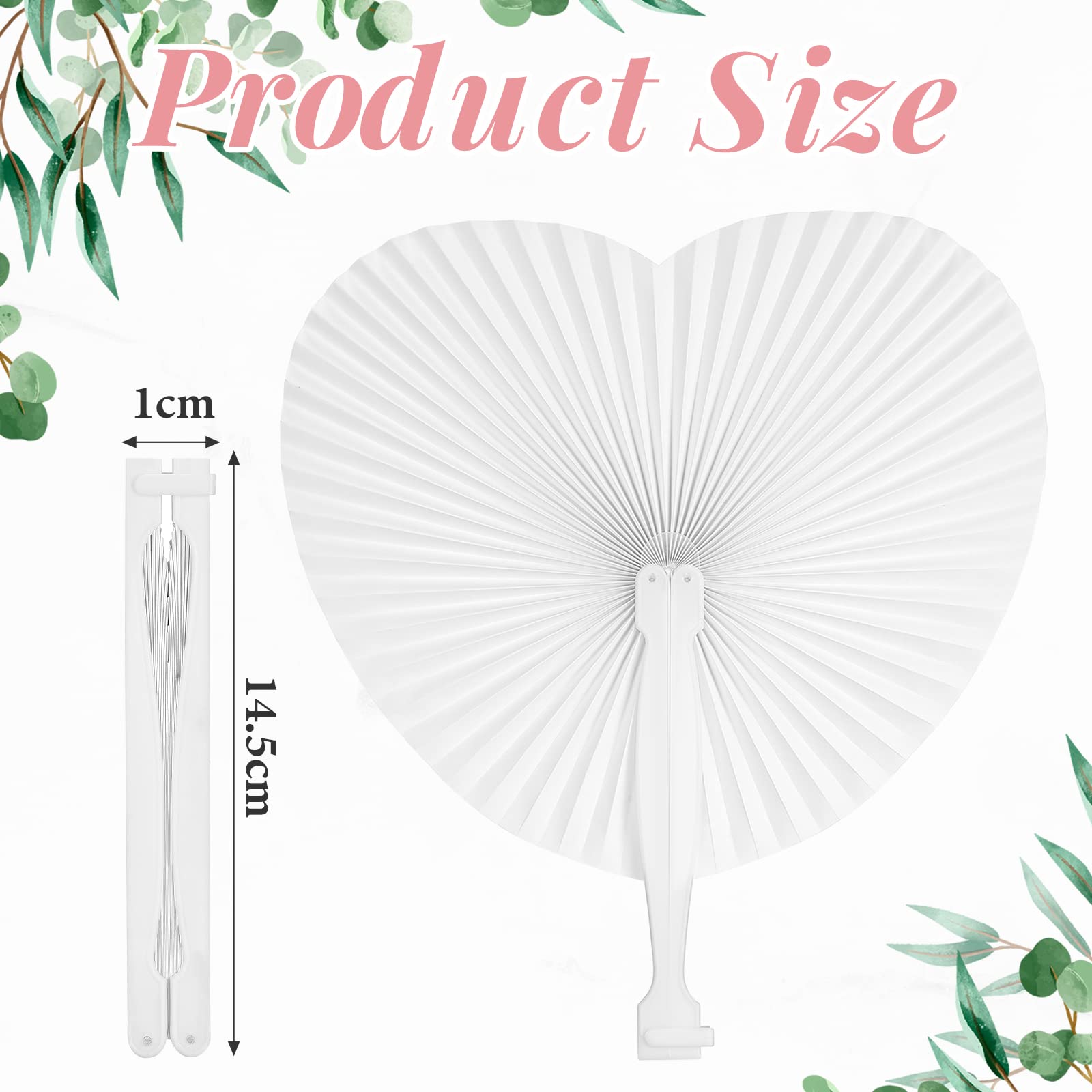Gerrii 50 Pcs Folding Handheld Fans Paper White Wedding Fans Heart ...