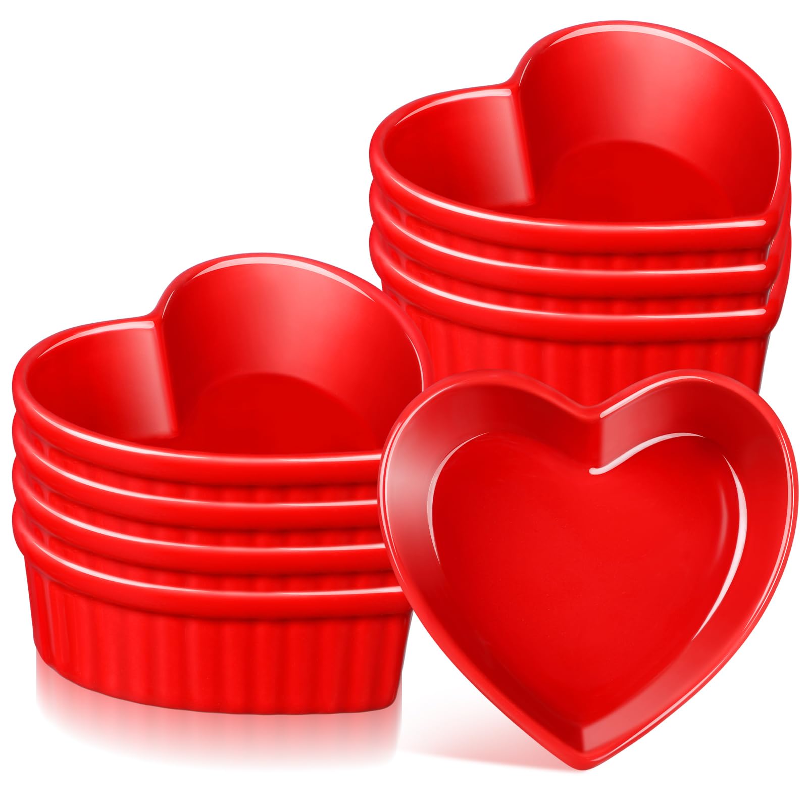 Amazon.com: Reallnaive 8 Pcs Heart Shaped Ramekin Creme Brulee Ramekins ...