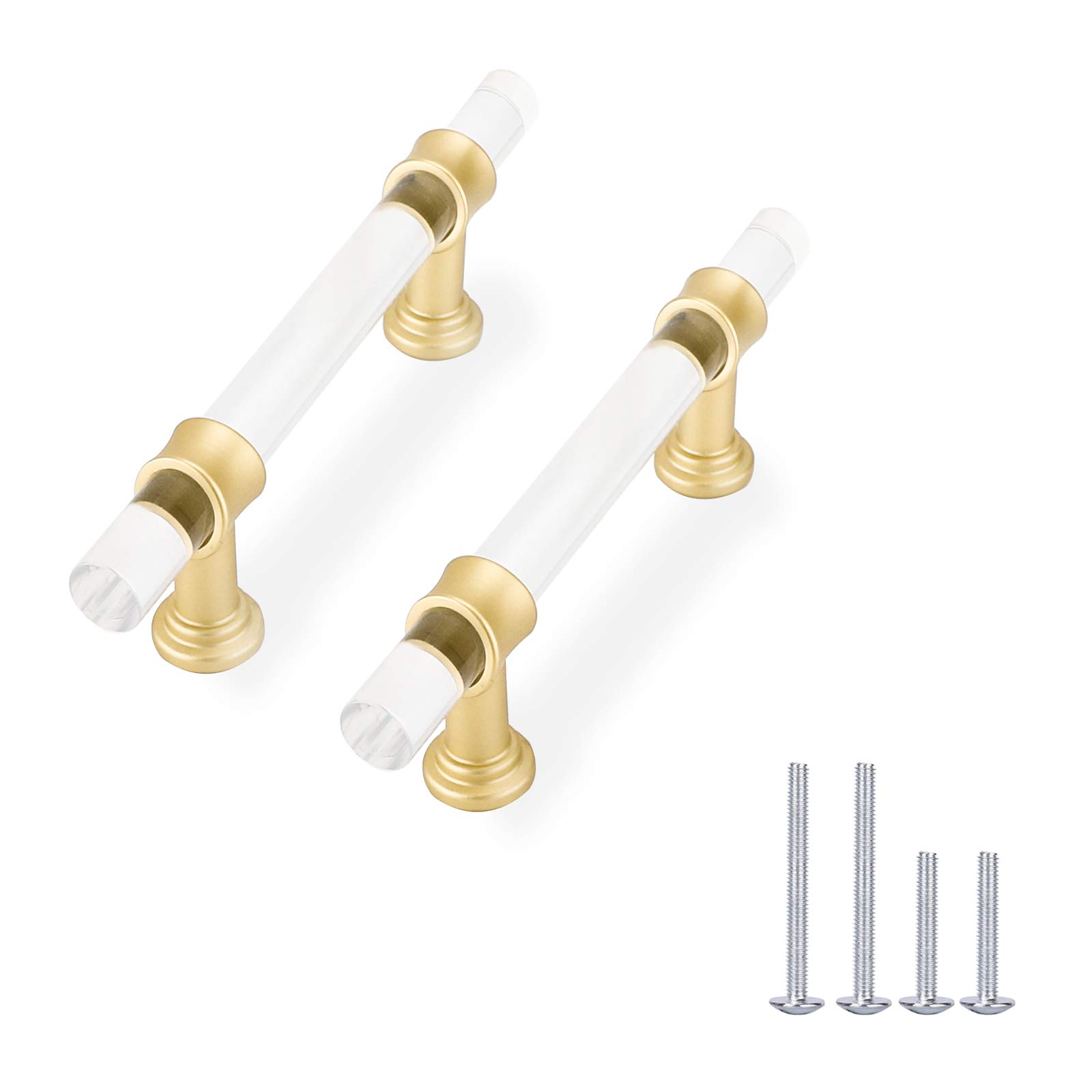 Haliwu 10 Pack Gold Acrylic Handles for Dresser Drawers Pulls with Gold ...