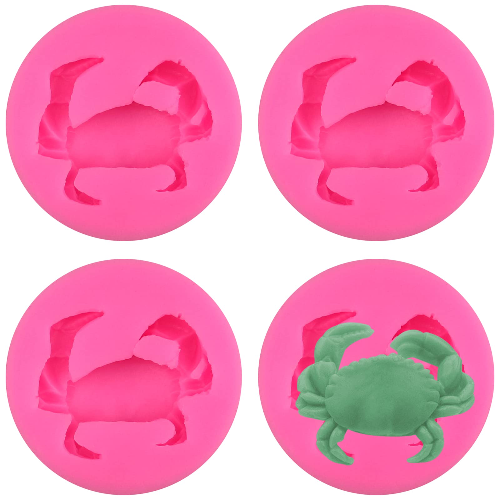 Amazon.com: 4 Pcs Crab Shape Silicone Mold Ocean Theme Crabs Fondant ...
