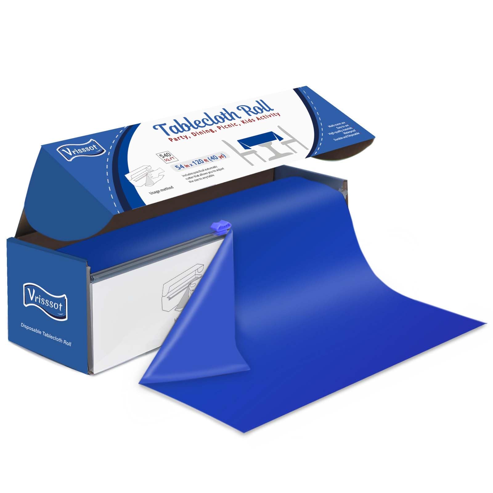 Amazon.com: Vrisssot Navy Blue Tablecloth Plastic Roll : 54in X 120ft ...