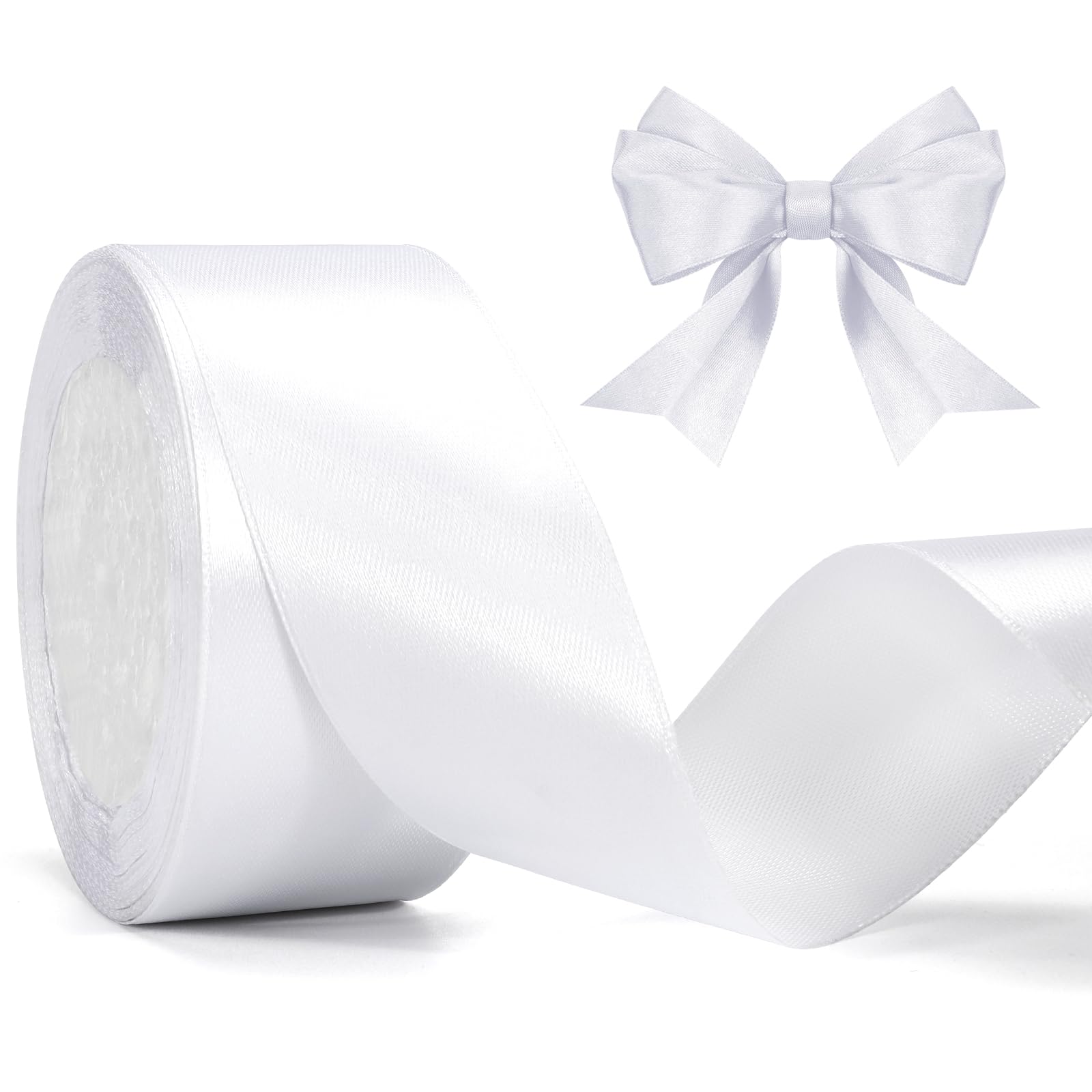 KINGLAKE 40mm White Satin Ribbon for Gift Wrappring, 22M Polyester ...