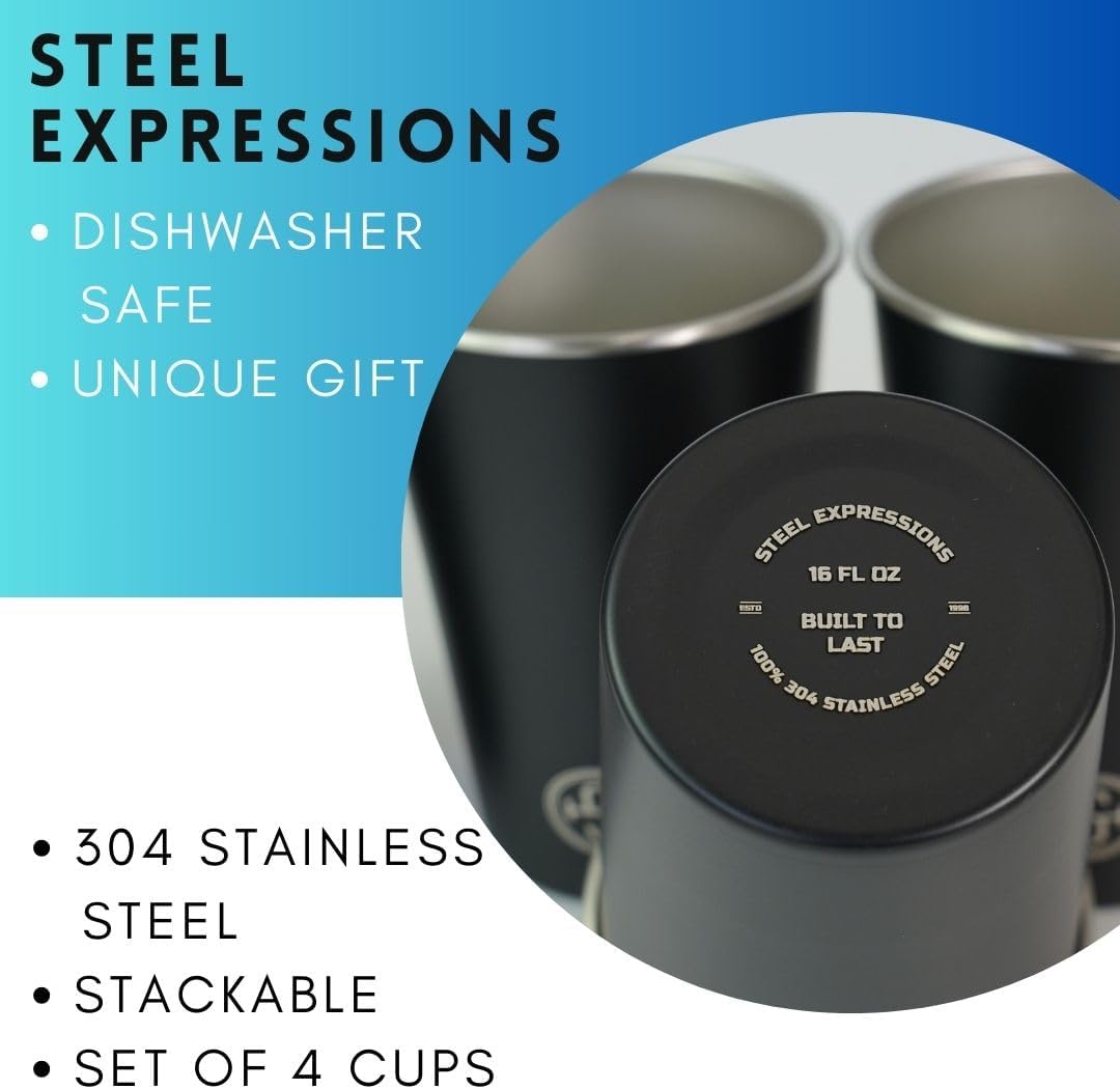 Steel Expressions Fun Sayings – Vasos apilables de acero inoxidable de ...