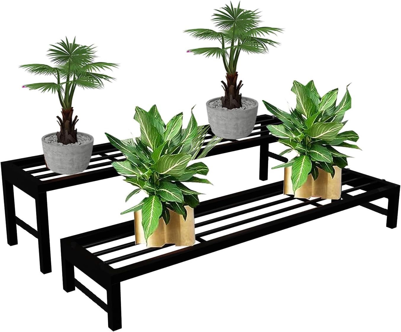 IRON LANDS Block 2 Tier Premium Pot Plant Stand Display Accessories ...