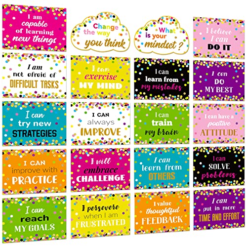 Buy Growth Mindset Posters Bulletin Board Decorations, 20 Pcs Positive ...