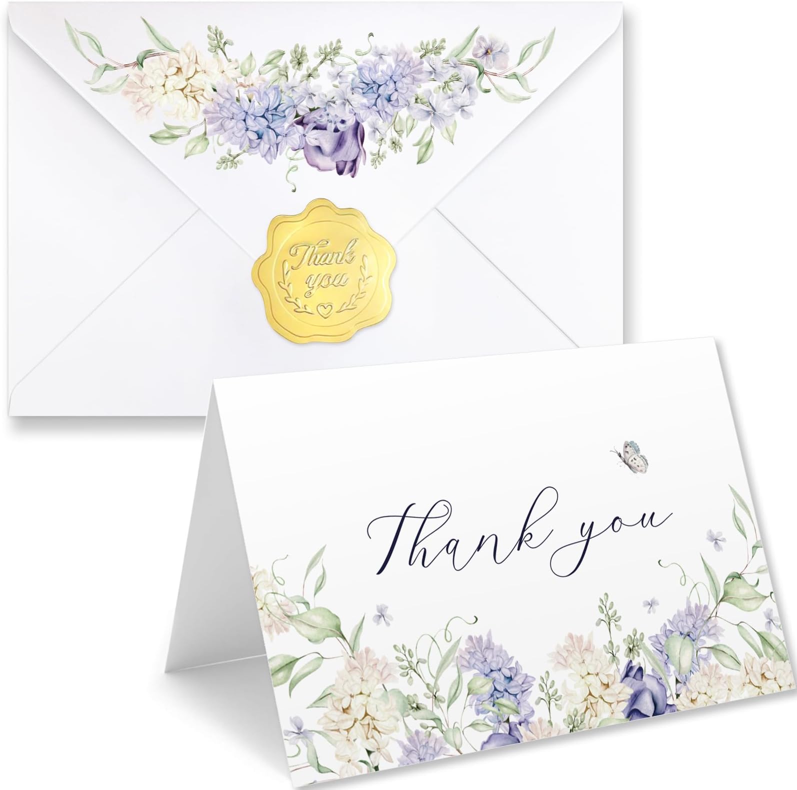 Amazon.com : Whaline 30 Pack Butterfly Thank You Cards Gold Foil Purple ...