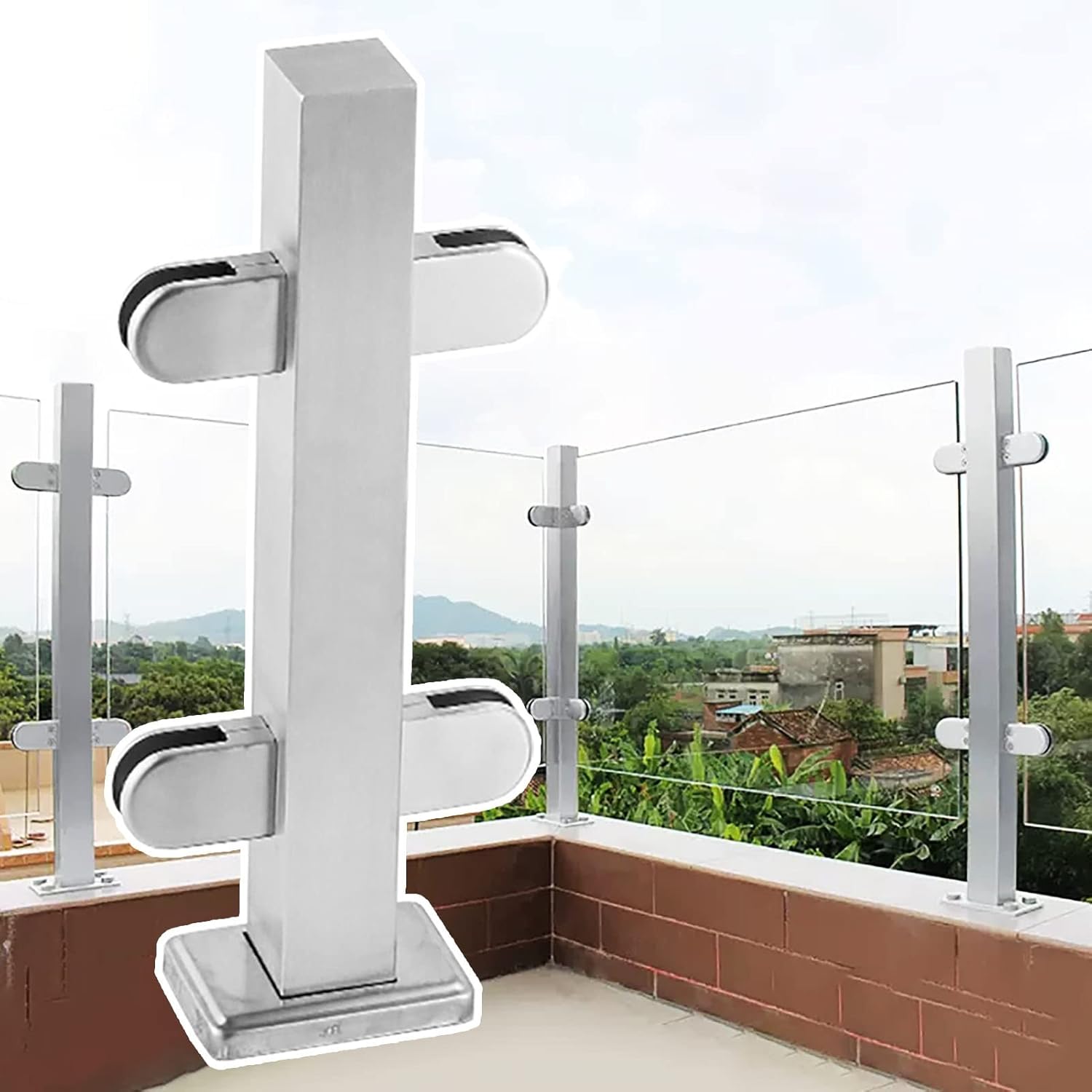 DAKAJA Balustrade Brushed Glass Railing Post of 304 Stainless Steel, 36 ...