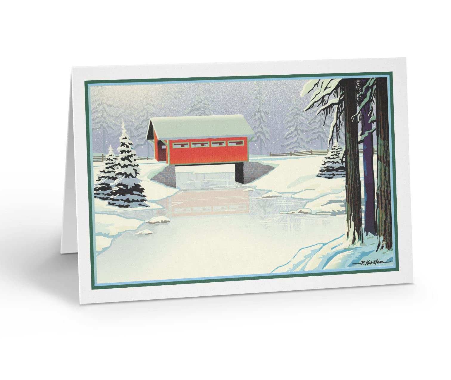 Amazon.com : Stonehouse Collection Winter Covered Bridge Holiday Boxed ...
