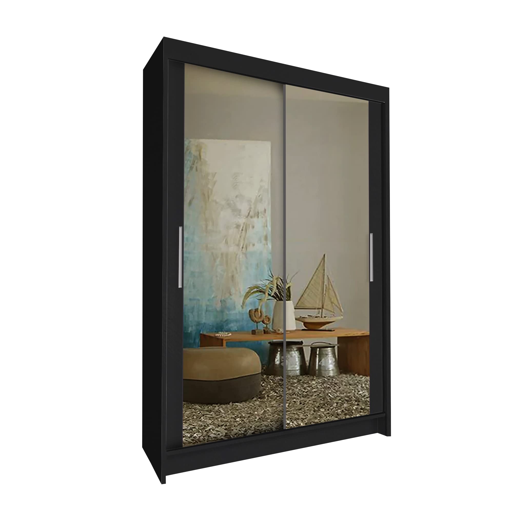 COMFATRA 90cm Modern Wardrobe for Bedroom with Sliding Doors Mirror ...