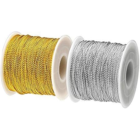2 Roll DIY Craft String, 50M Craft Making Elastic Cord 1MM Thick Gold ...