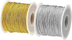 Amazon.com: BTNOW 2 Spool 218 Yards/ 656 Feet Metallic Cord Tinsel ...