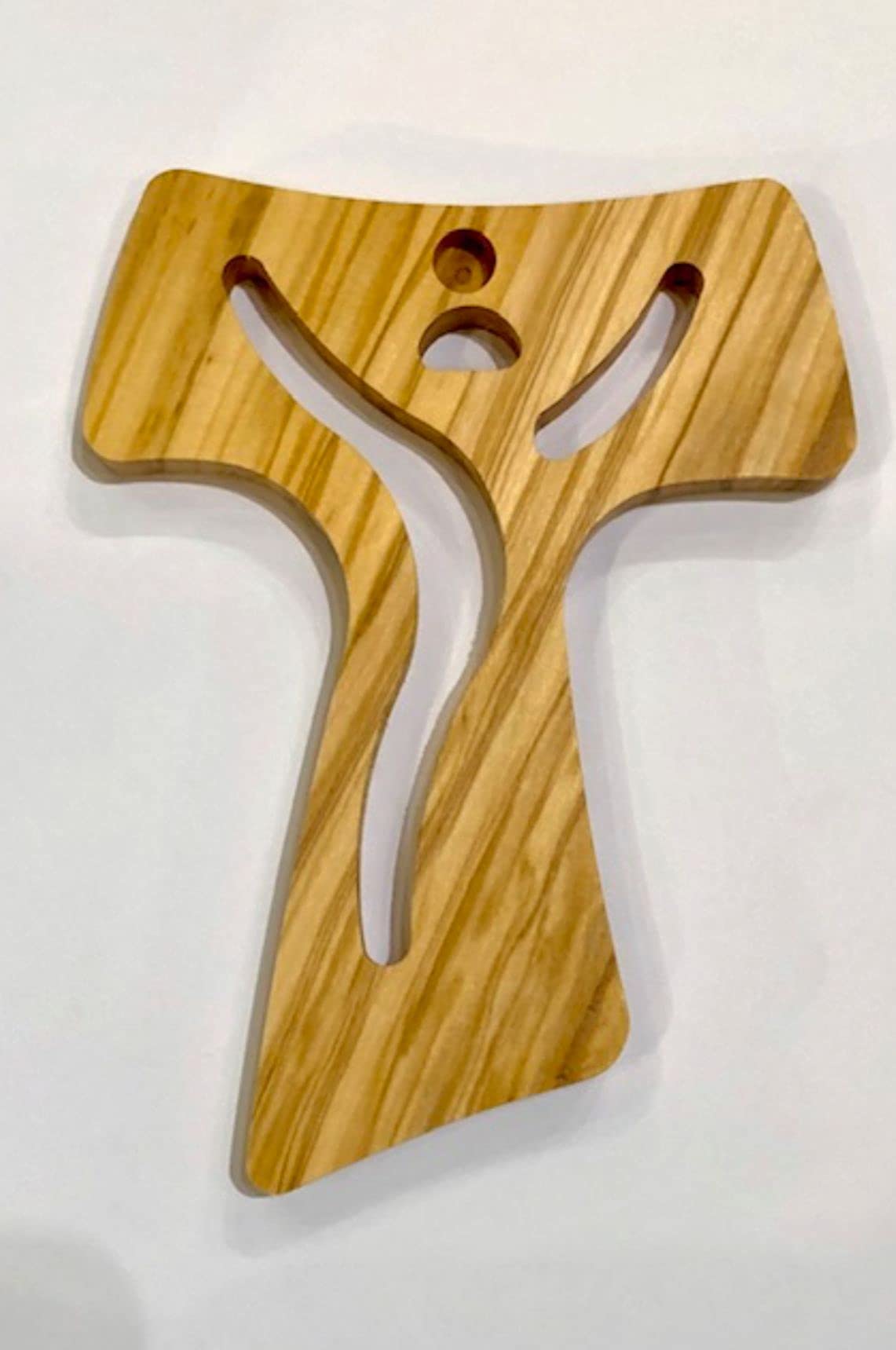 Wall Tau in olive tree with body of Christ stylized and carved, 13×10 ...