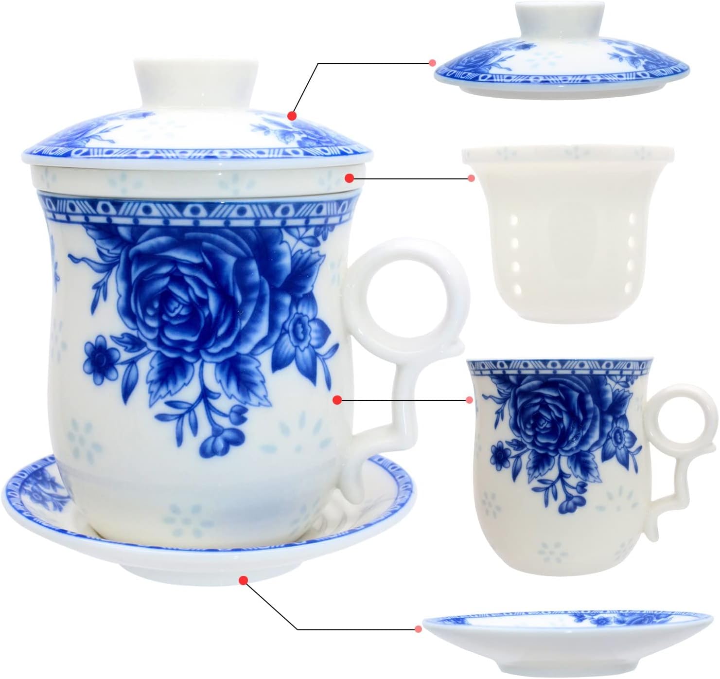 Amazon.com | Tea Talent Porcelain Tea Cup with Infuser Lid and Saucer ...