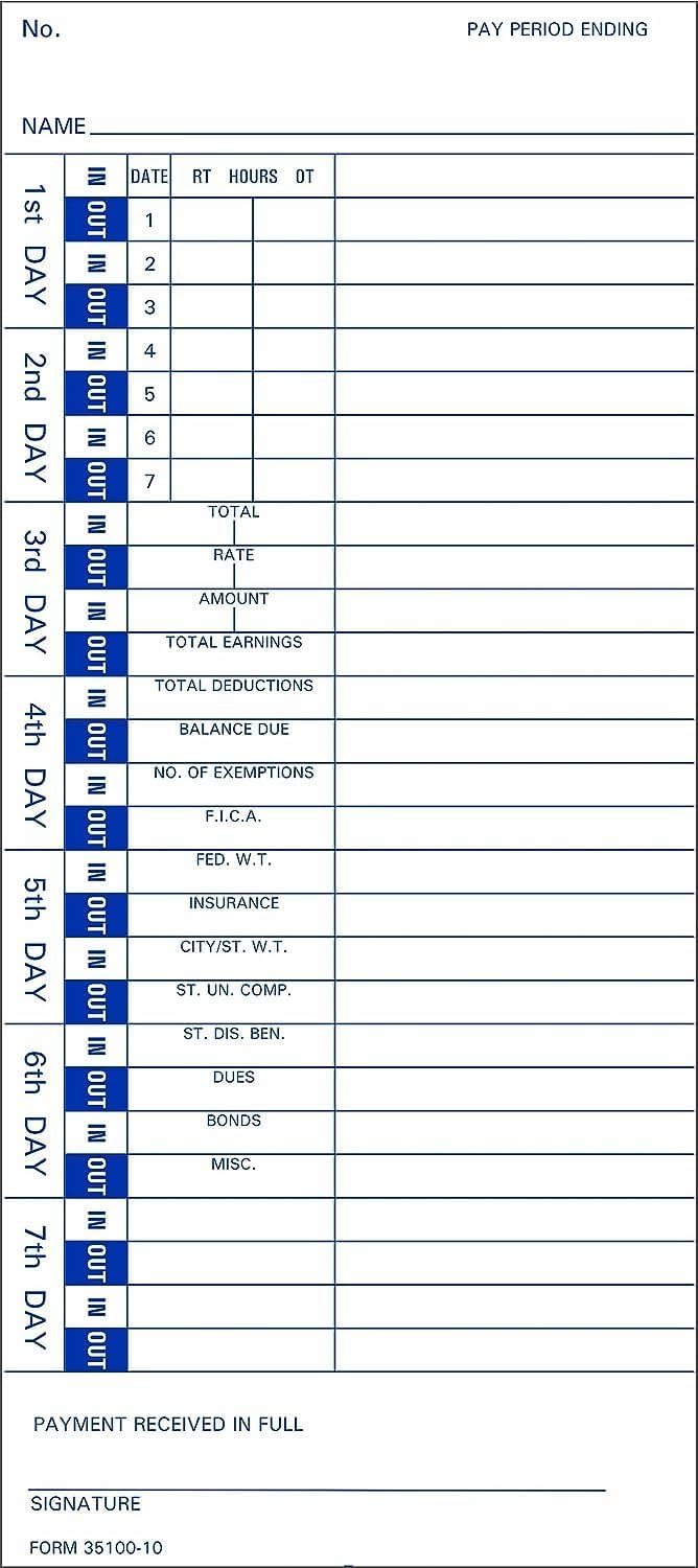 Amazon.com : Pyramid Time Systems - 30% Recycled Time Cards (35100-10MB ...