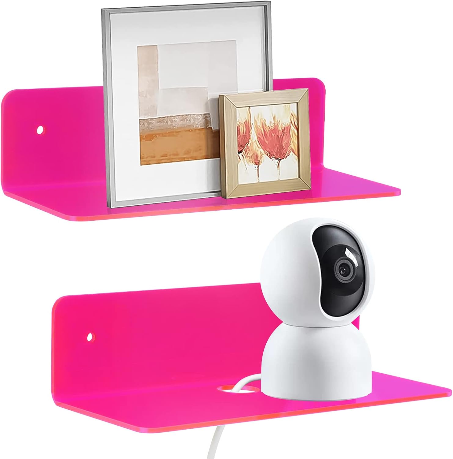 Amazon.com: Acrylic Floating Shelves 9 inch 2 Pack Adhesive Wall Shelf ...