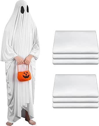 Amazon.com: Mepase 6 pcs Halloween Ghost Costume Adult Full Cover White ...