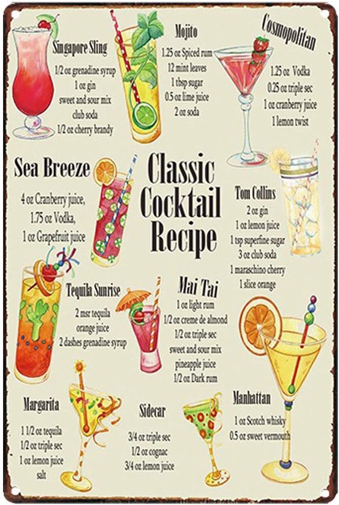 Amazon.com: BAYABU Metal Signs Rum Cocktail Recipe Vintage Tin Sign Bar ...