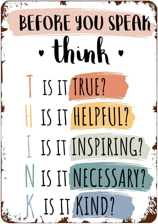 Amazon.com: LYXDS Think Before You Speak Sign, Counselor Office Decor ...