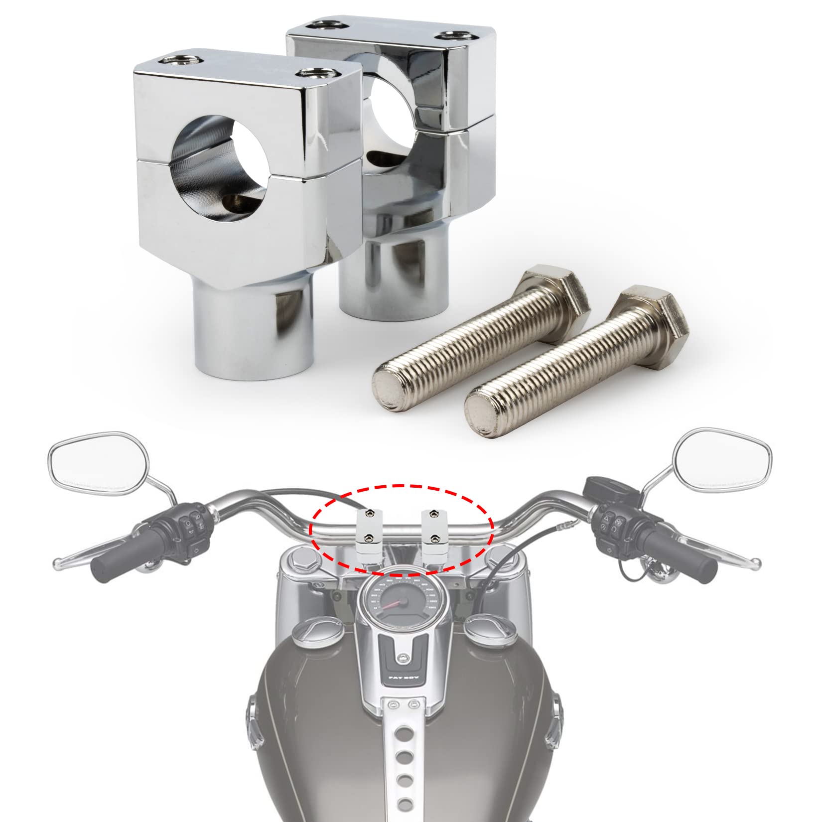 Amazon.com: PSLER Motorcycle Handlebar Riser Clamp Handle Bar Riser ...