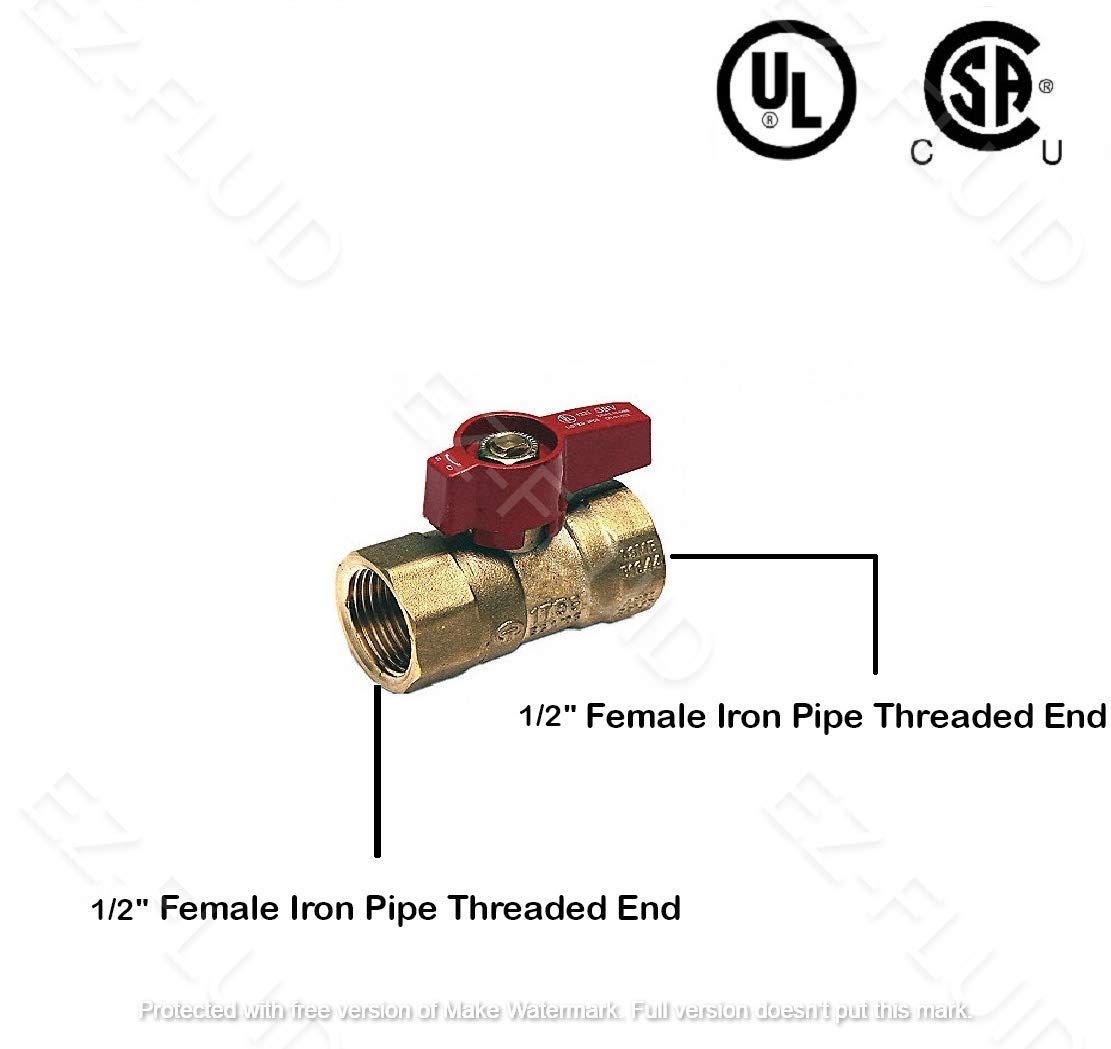 Snapklik.com : EZ-Fluid 1/2"FIP X 1/2" FIP Thread Heavy Duty Brass Gas ...