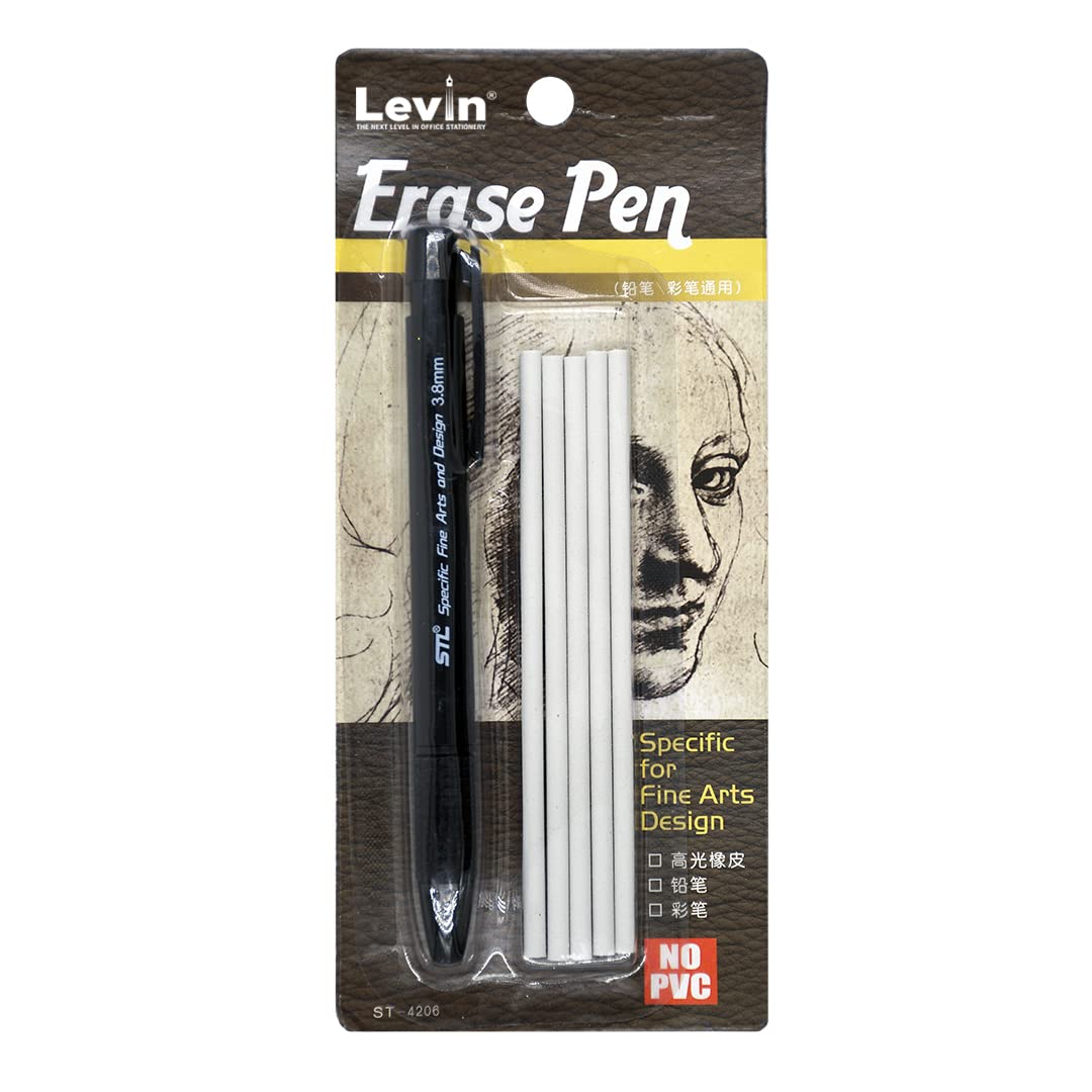 Levin Eraser Pen Mechanical Refillable 3.8mm Erase Pen with 5 Eraser ...
