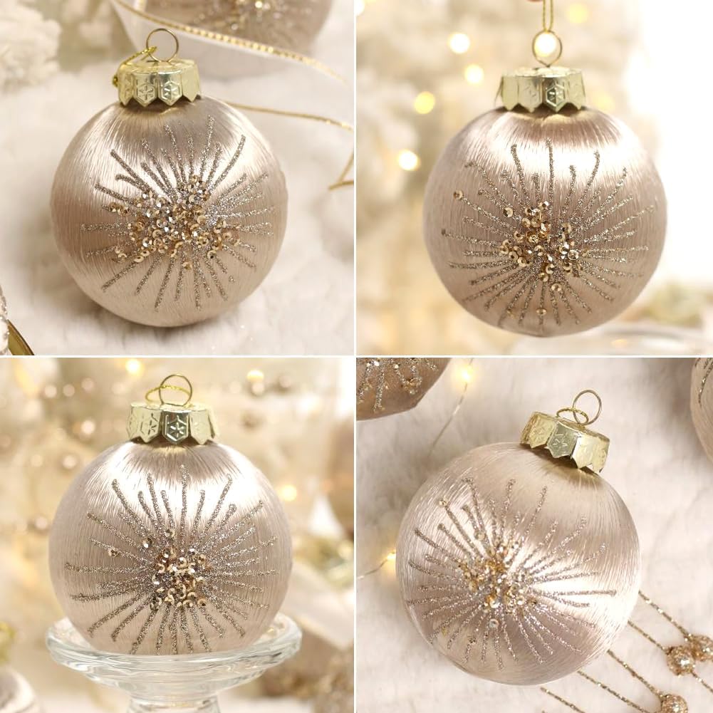 Amazon.com: 3.15inch Christmas Ornaments Set, 12 pcs Large Champagne ...