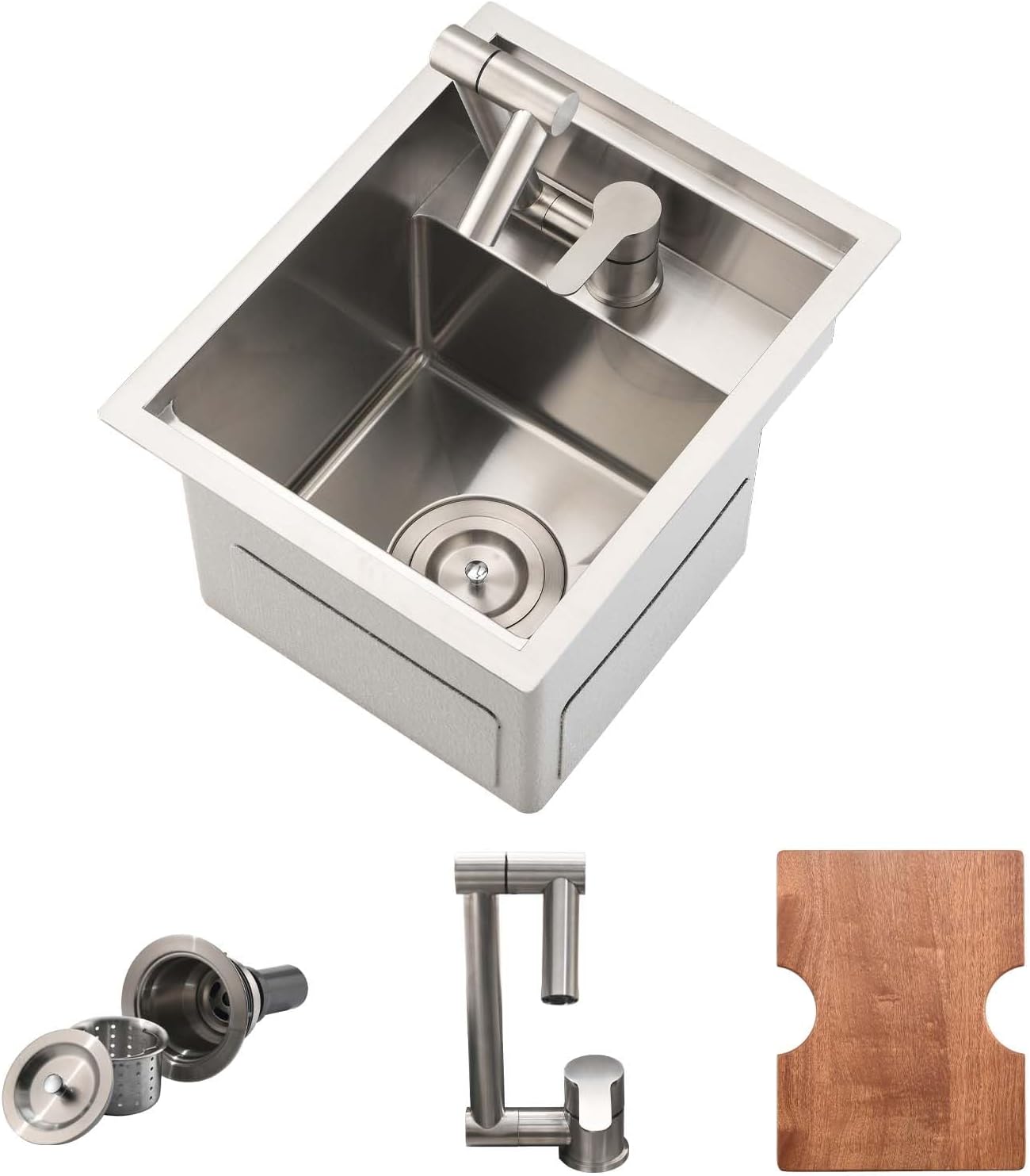 Brovy RV Kitchen Sink, 12 x 15 Inch Bar Sink Undermount Workstation ...