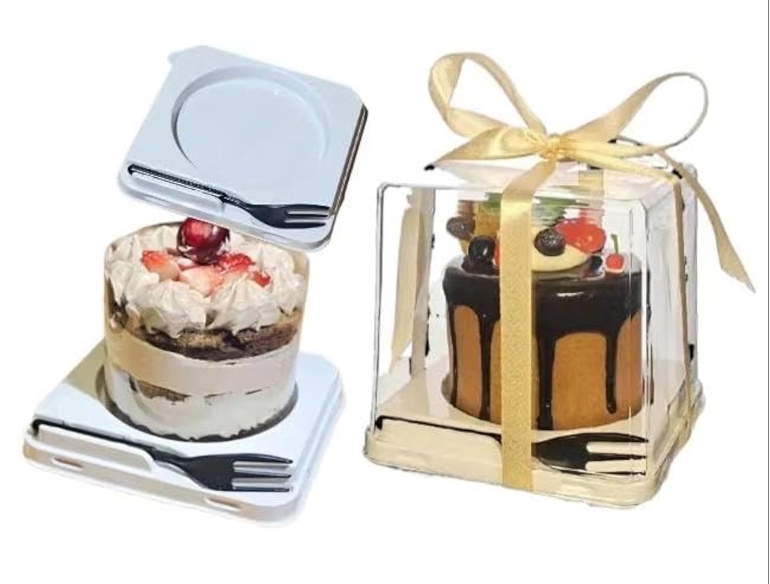 Amazon.com: COLOSWIN 25-Pack Clear Mini Cake Boxes with Cake Forks ...