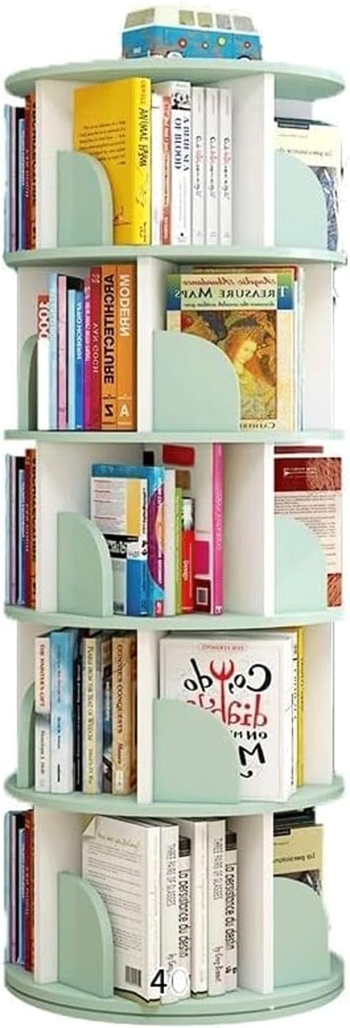 Amazon.com: NeziH Round Bookshelf Wood Plastic Board Rack Bookcase ...