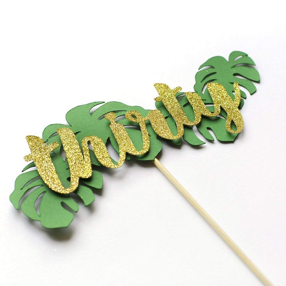Birthday Tropical Leaf Cake Topper Personalised With Name and Age ...