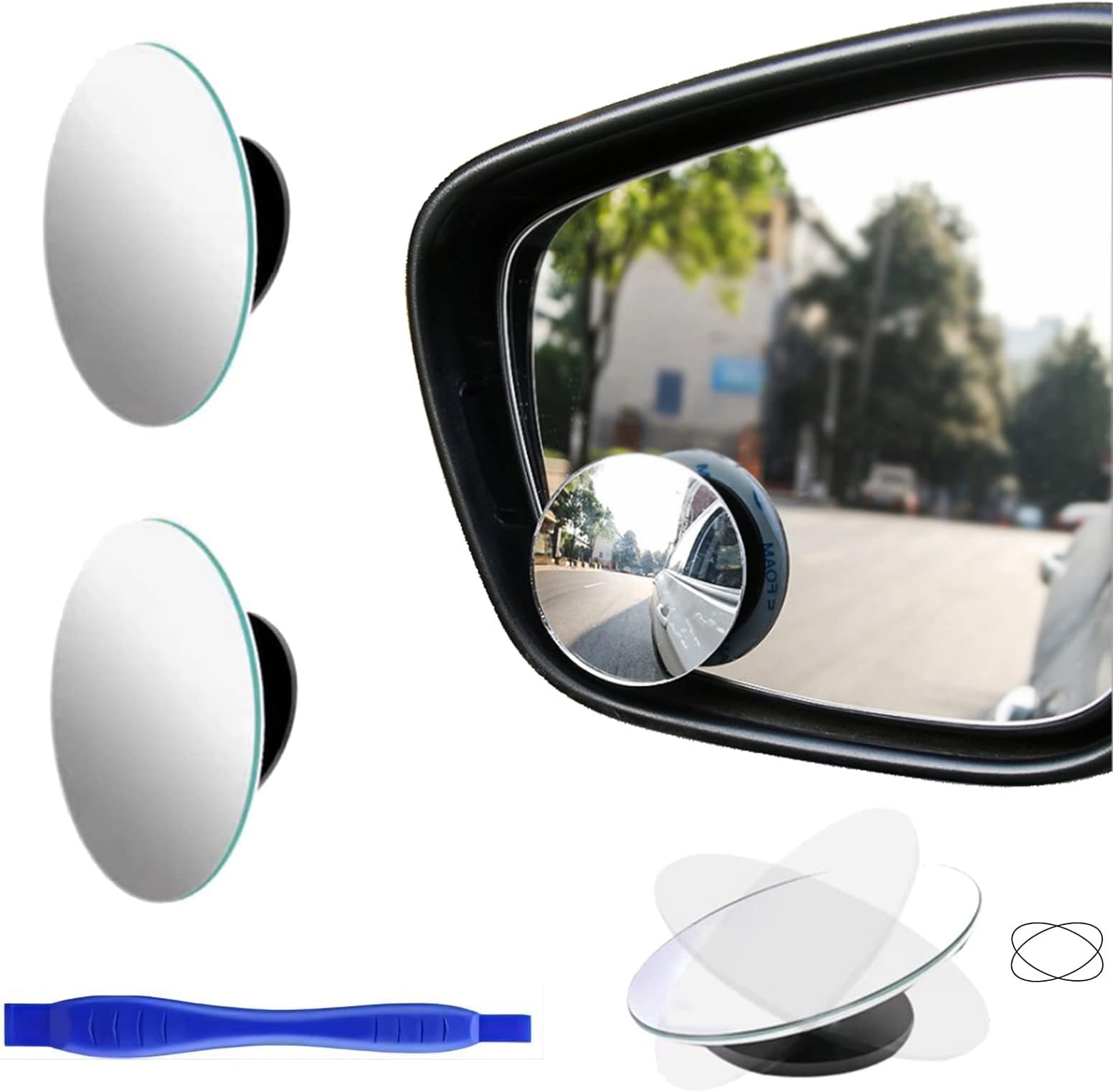 LivTee Blind Spot Mirror, 2" Round HD Glass Frameless Convex Rear View ...