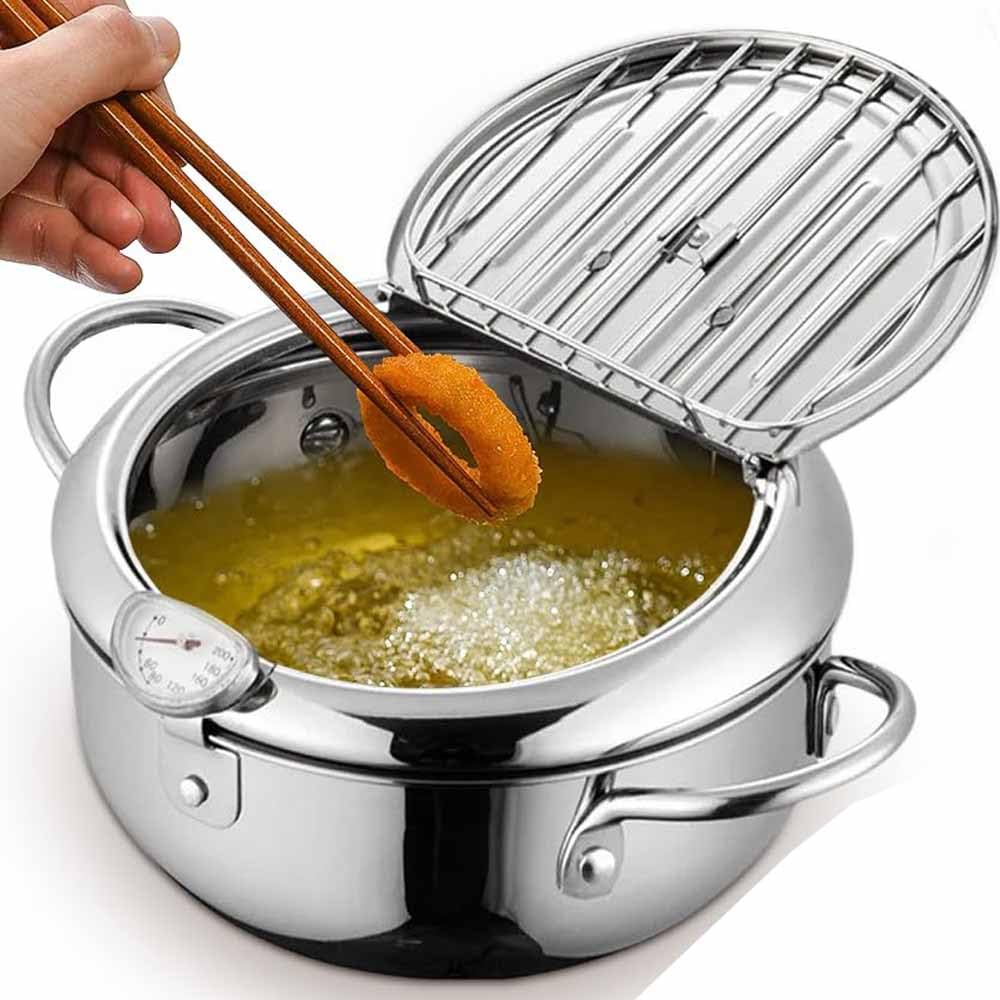 Amazon.com: Stainless Steel Frying Pot With Thermometer And Oil Drip ...