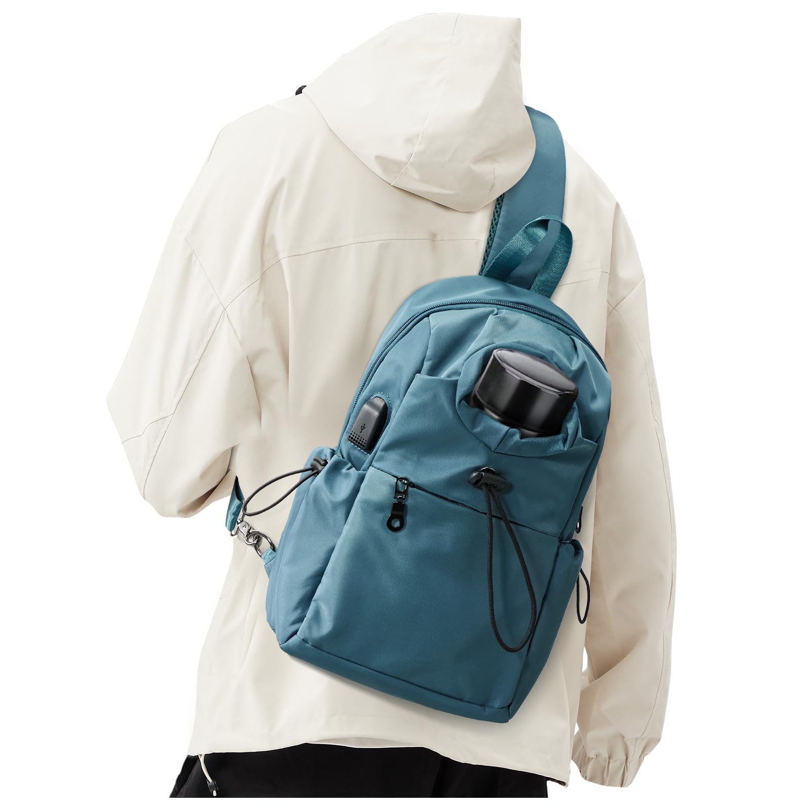 Amazon.com: Sling Backpack bag for Men Peacock Blue, Tactical Backpack ...