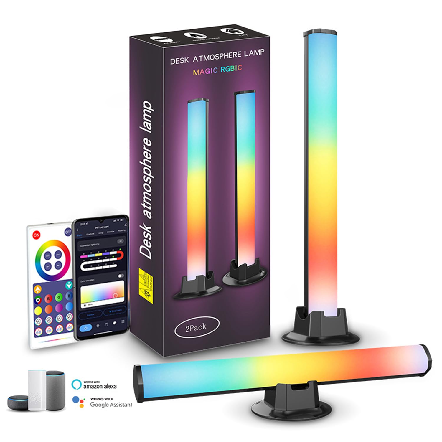 WiFi LED Lights Bars, 2 Pack Necomi Smart RGB Light Bars Compatible ...