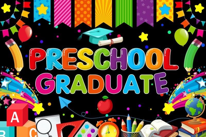 Amazon.com : dnldliq 10x8ft Preschool Graduate Backdrop Congratulations ...