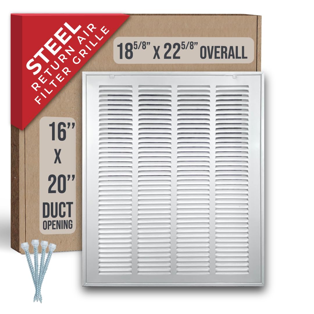 16"W x 20"H [Duct Opening Measurements] Steel Return Air Filter Grille ...